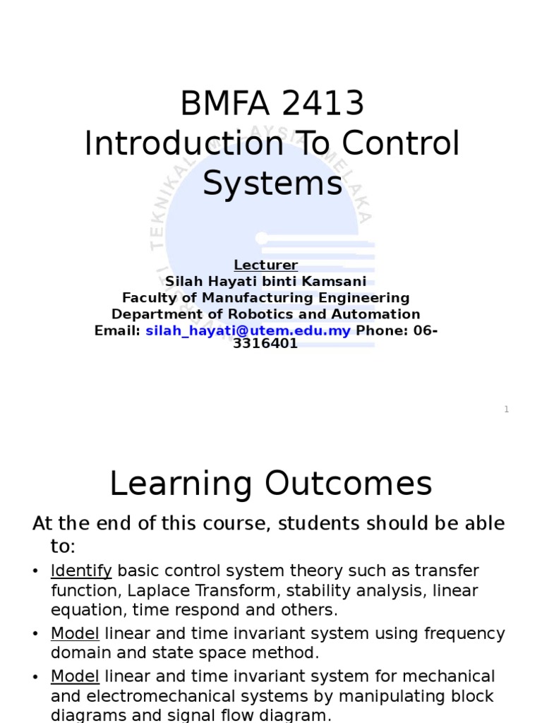 W1-Introduction of Control System | PDF | Control Theory | Control System