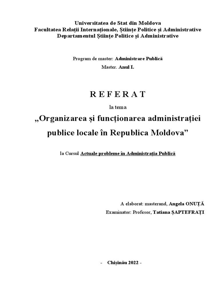 Organizarea Si Functionarea APL in RM | PDF