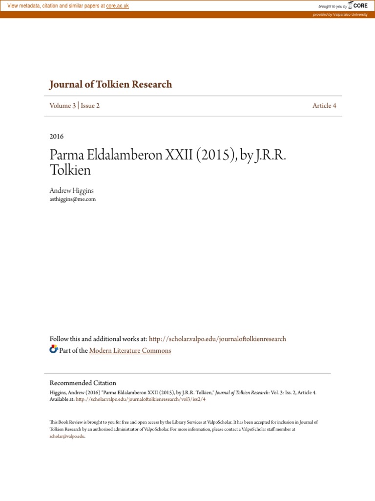 Parma Eldalamberon XXII (2015), by J.R.R. Tolkien: Journal of Tolkien ...