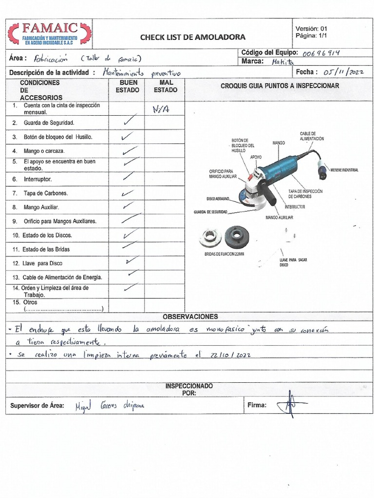 Inspección de Amoladora | PDF Inspección de Amoladora | PDF