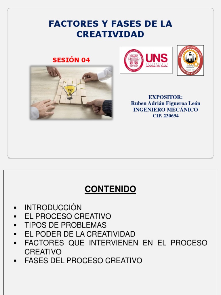 Sesión 04 - Factores y Fases de La Creatividad | PDF | Creatividad | Pensamiento