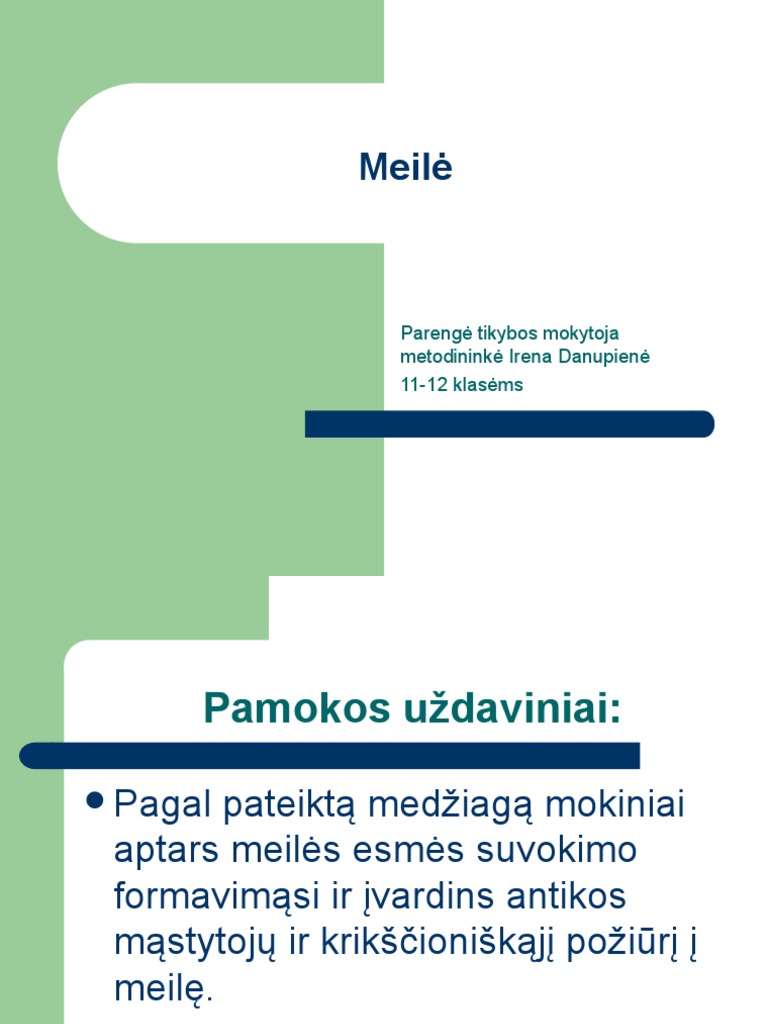 11 12 KL - Pamoka I.Danupiene Meile 11 12 Klasei Pamoka | PDF