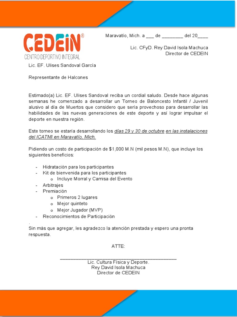 Modelo de Carta Formal Corta | PDF