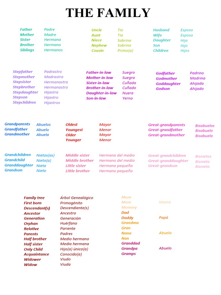 THE FAMILY (Vocabulario) | PDF | Grandparent | Stepfamily