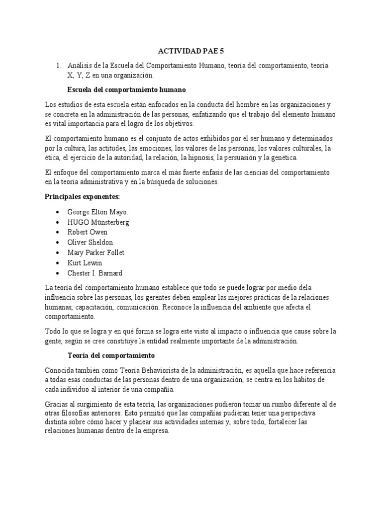 Actividad Pae 5 | PDF | Comportamiento | Teoría
