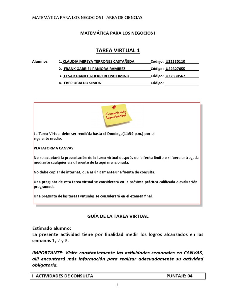 S03.s1 - Tarea Virtual 1-Grupal | PDF | Oferta (economía) | Precios