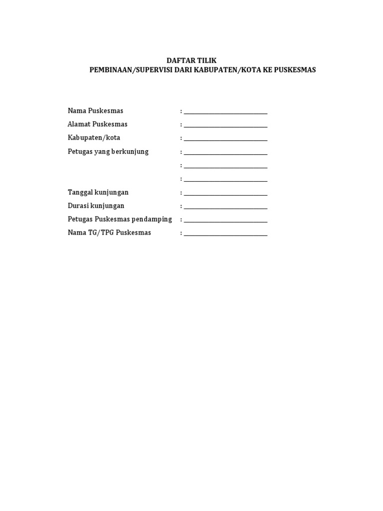 DAFTAR TILIK Untuk SIMULASI | PDF