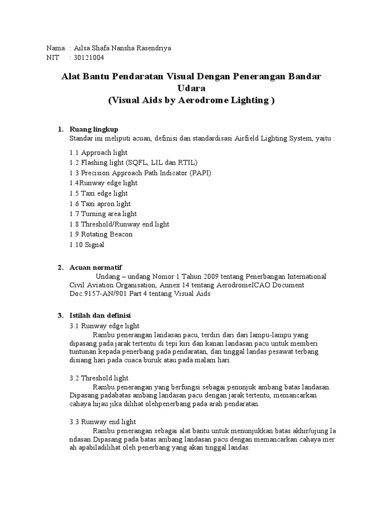 Alat Bantu Pendaratan Visual Dengan Penerangan Bandar Udara - AILSA ...