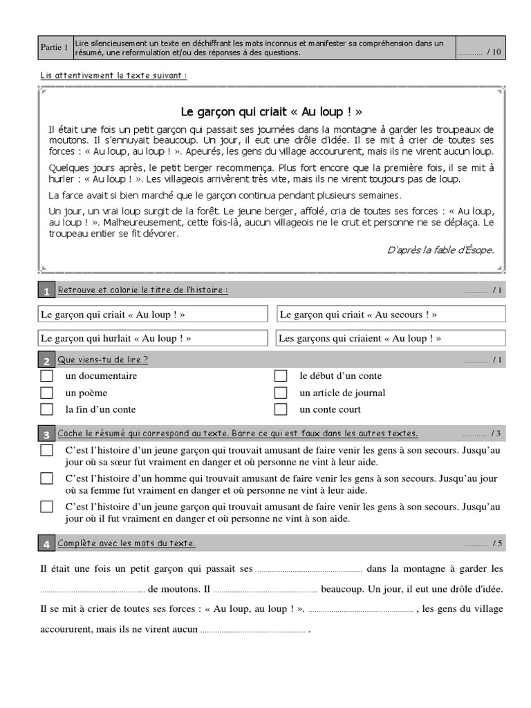 Le garçon qui criait au loup | PDF