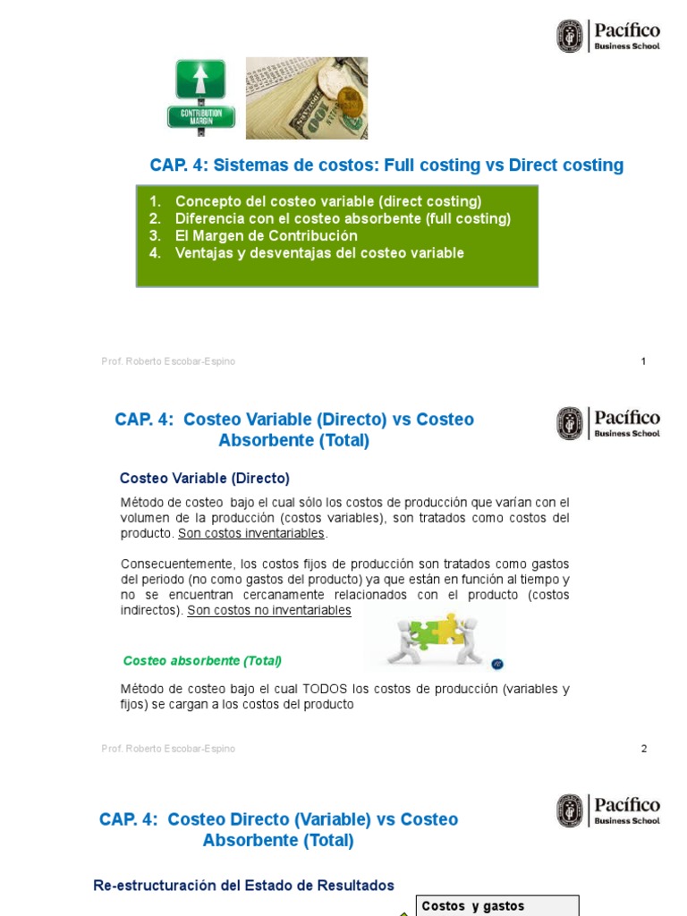 Cap 4 Sistemas de Costos - Full Costing Vs Direct Costing | PDF | Presupuesto | Contabilidad de ...