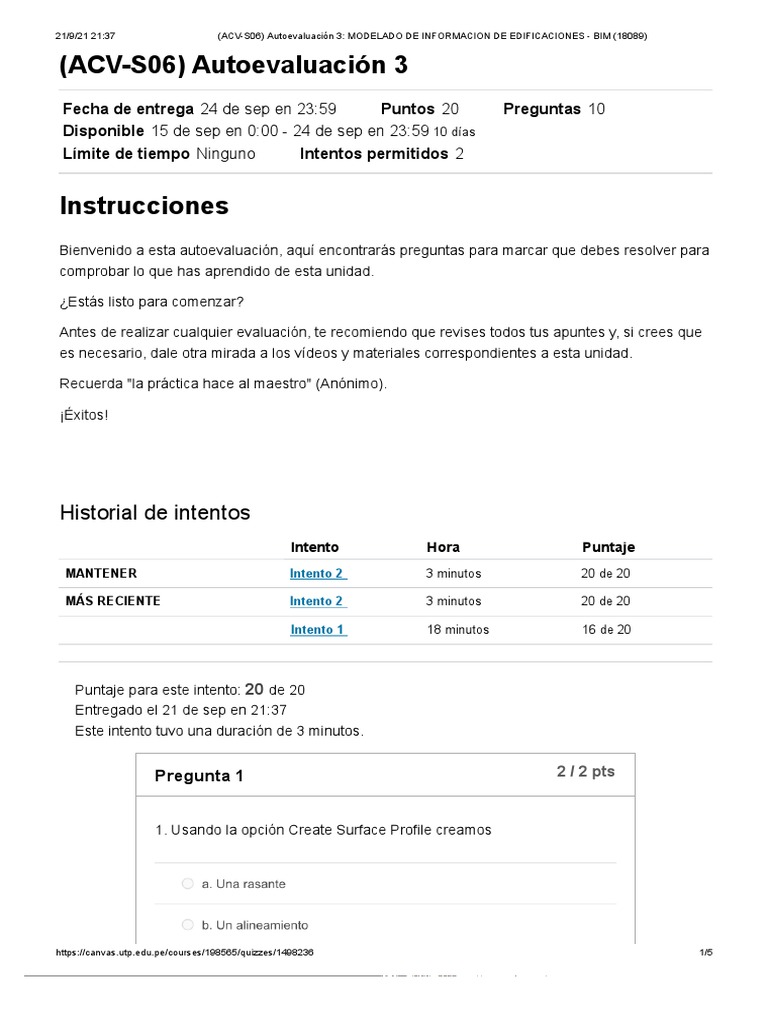 Acv s06 Autoevaluacion 3 Modelado de Informacion de Edificaciones Bim ...