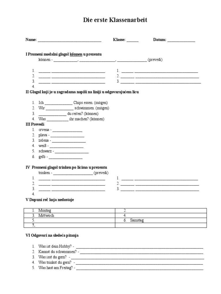 Die Erste Klassenarbeit | PDF