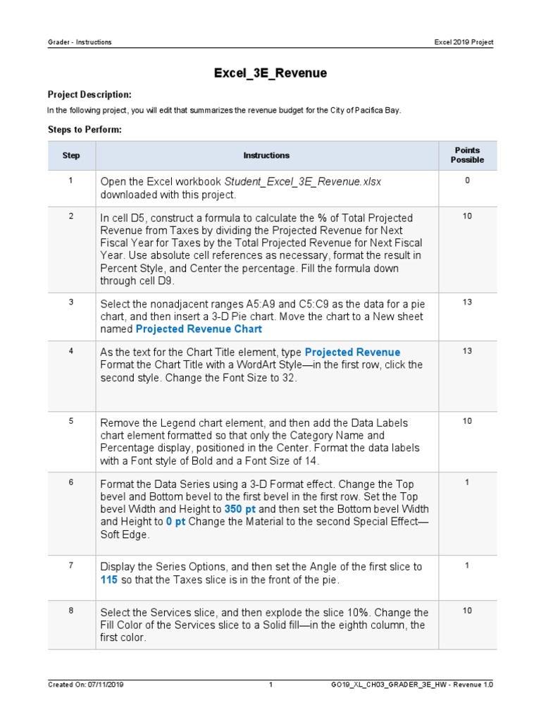 Excel 3E Revenue Instructions | PDF | Microsoft Excel | Computing