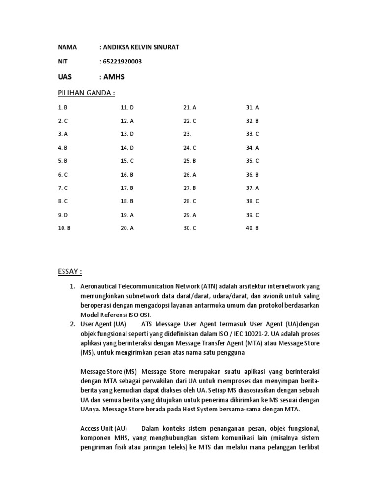 Ujian AMHS dan Konsep ATN | PDF