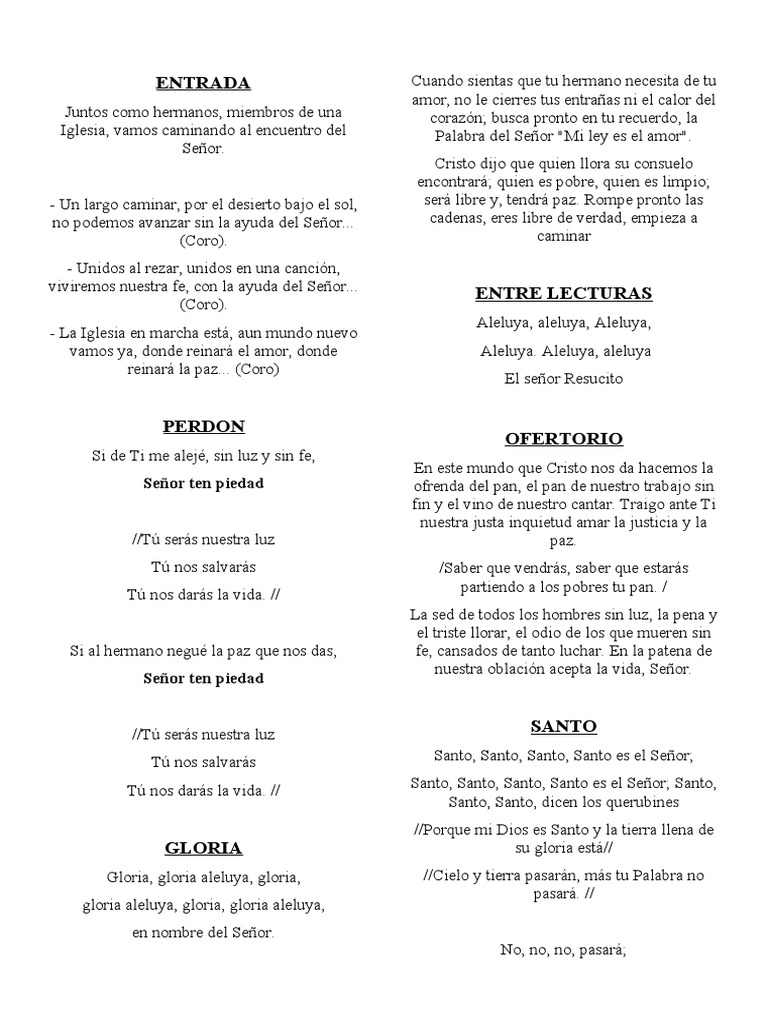 Cantos para Misa | PDF | Misa (liturgia)
