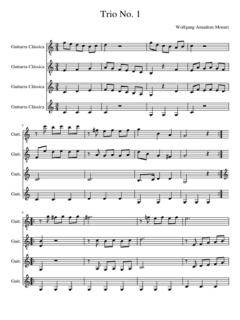 Mozart's Trio No. 1 for Guitar | PDF | Wolfgang Amadeus Mozart | Mozart ...