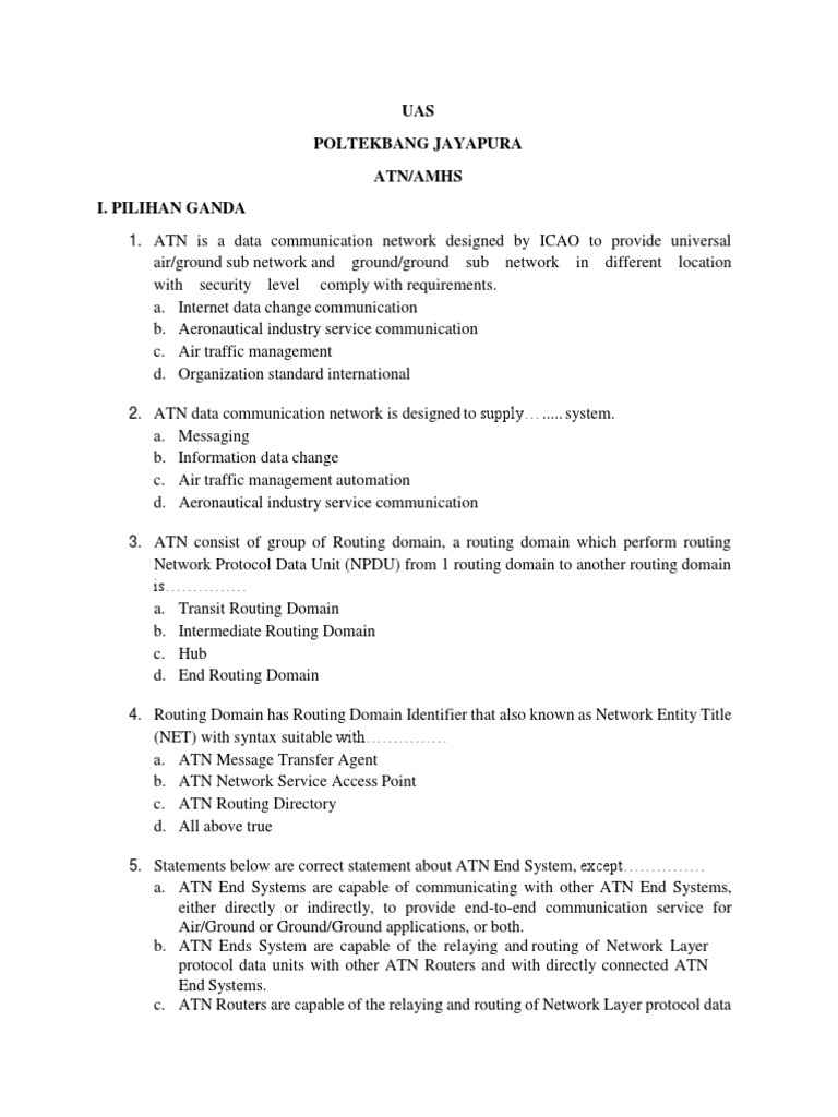 AMHS UAS Poltekbang Jayapura 2022 | PDF | Computer Network | Routing