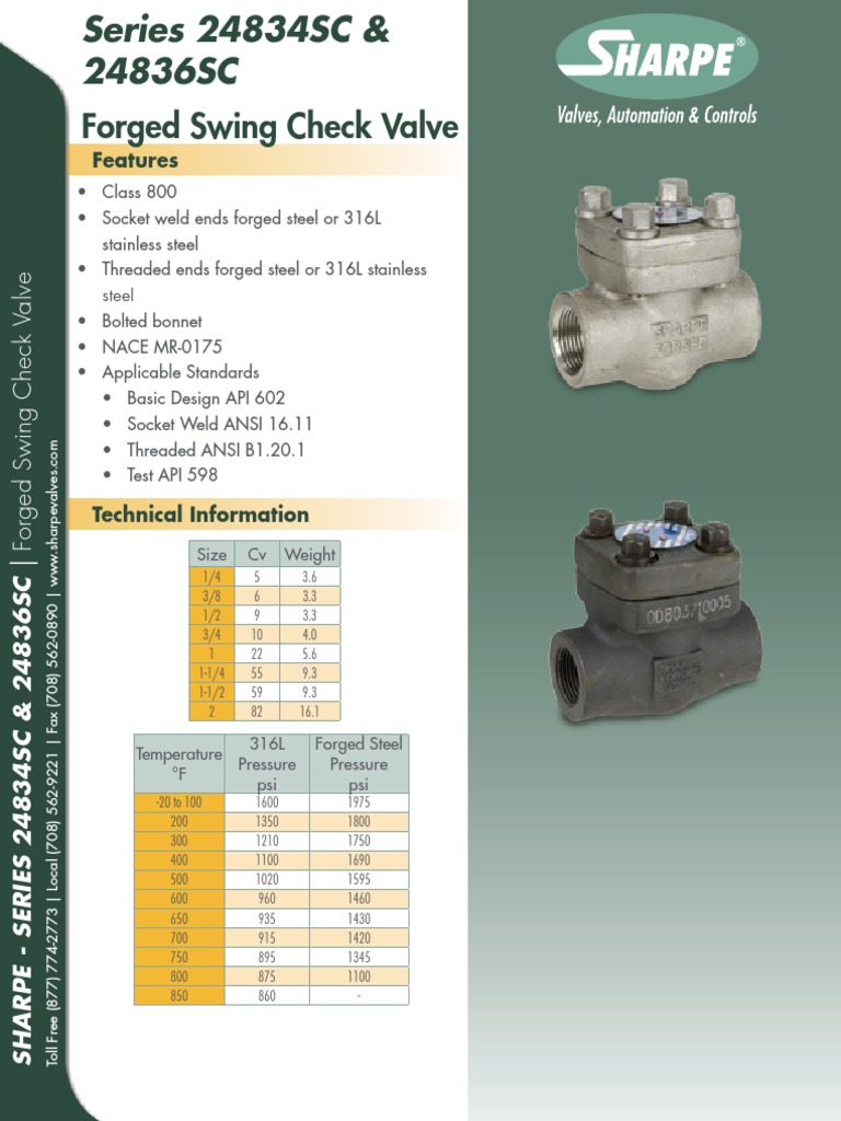 Sharpe - Swing Check - Under 2in | PDF | Valve | Screw