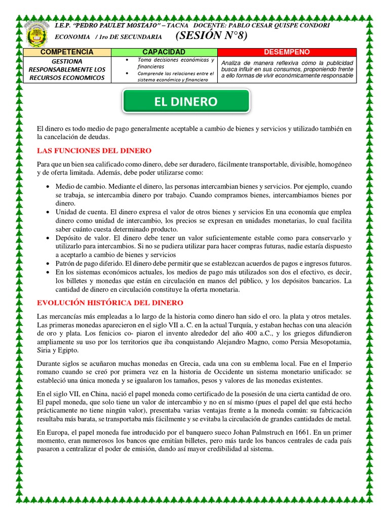 1ro El Dinero | PDF | Dinero | Moneda