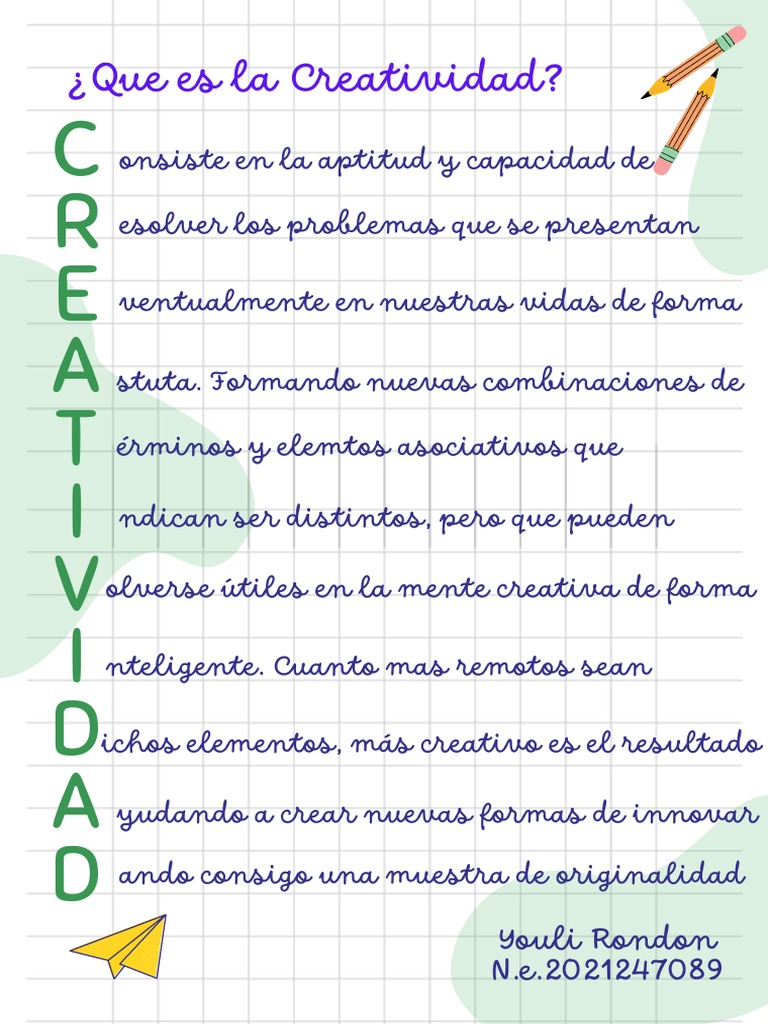 Acróstico Sobre Creatividad | PDF | Crecimiento personal y profesional ...