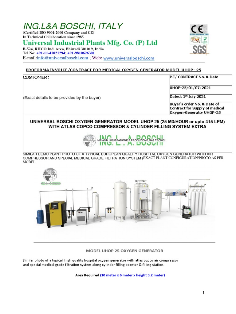 UHOP-25 Medical O2 Generator, (25M3 - HOUR or Upto 415 LPM) | PDF ...
