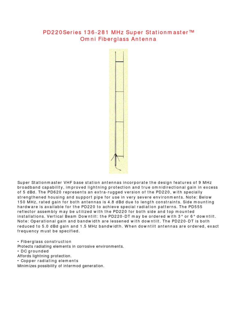 Celwave PD220 VHF 136-281 MHZ Omni | PDF
