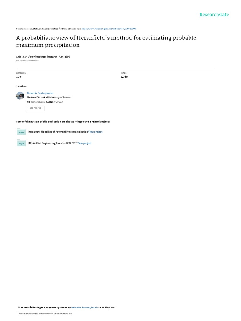 A Probabilistic View of Hershfields Method For Es | PDF | Standard Deviation | Bias Of An Estimator