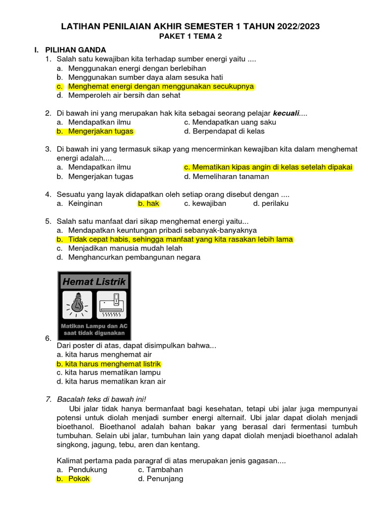 Latihan Pas 1 Tema2 | PDF