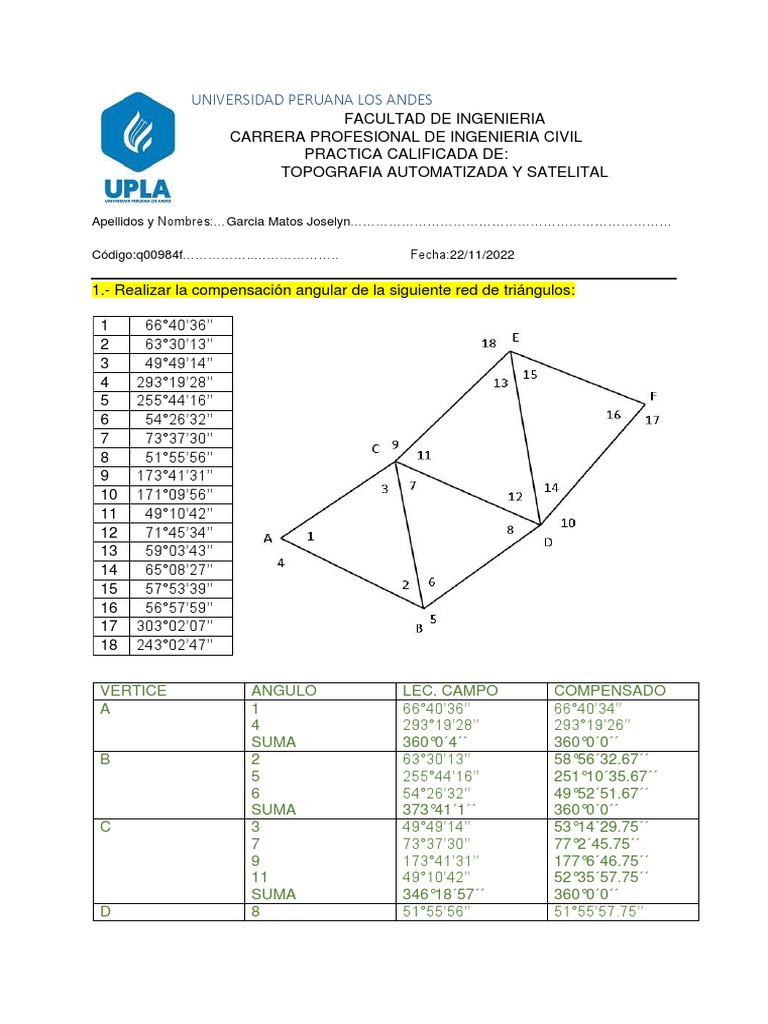 Practica Calificada Triangulación | PDF | Geometría del plano euclidiano