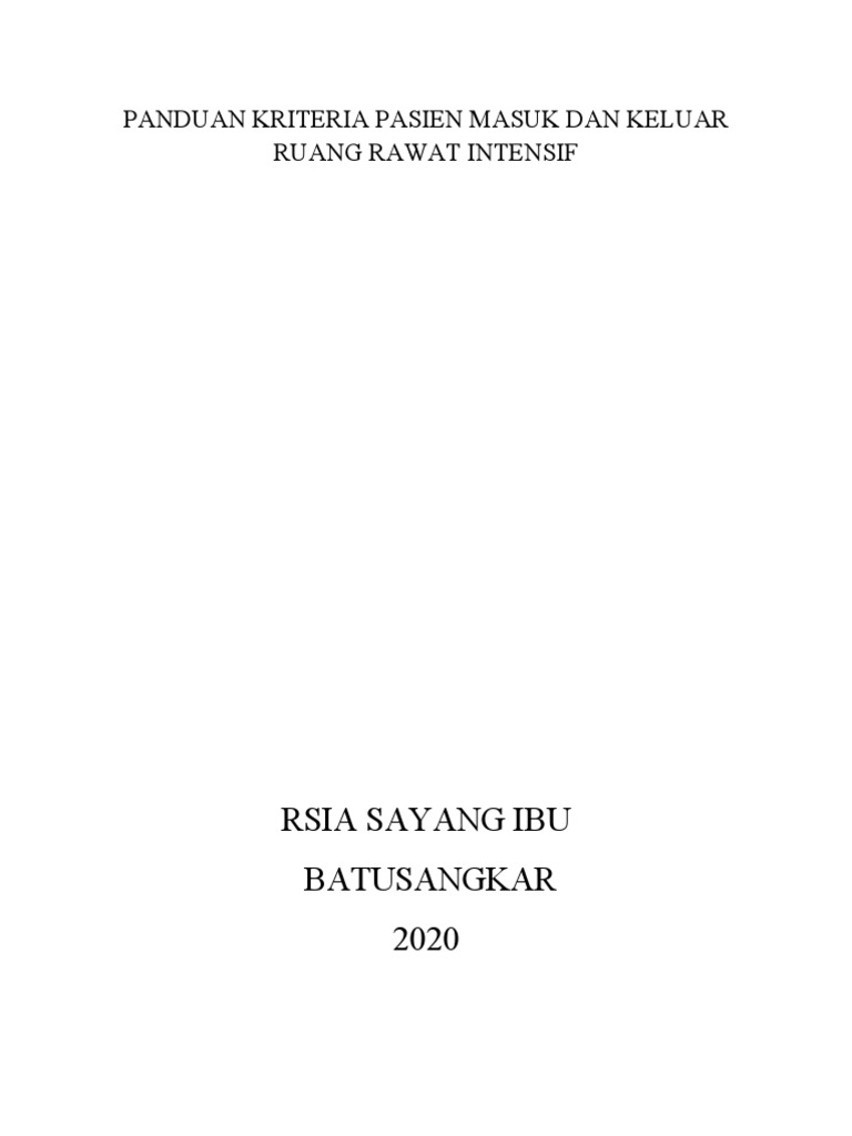 Panduan Kriteria Pasien Masuk Dan Keluar Ruang Rawat Intensif | PDF