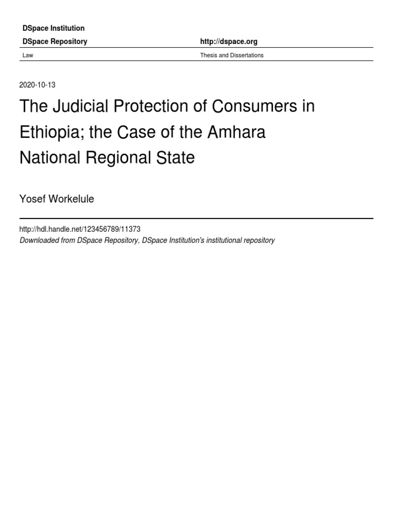 Yosef Workelule - The Judicial Protection of Consumer Rights in ... Yosef Workelule - The Judicial Protection of Consumer Rights in ...