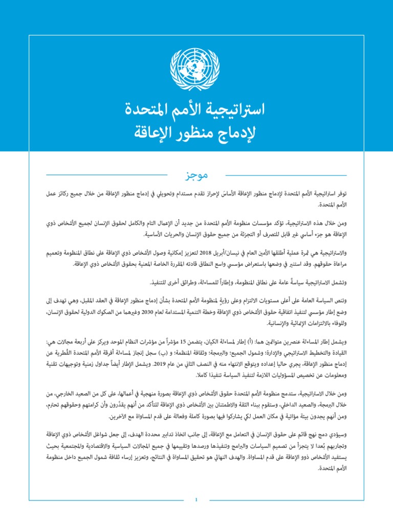 UN Disability Inclusion Strategy Arabic | PDF
