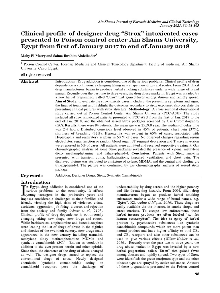 AJFM - Volume 36 - Issue 1 - Pages 98-105 | PDF | Substance Abuse | Mdma