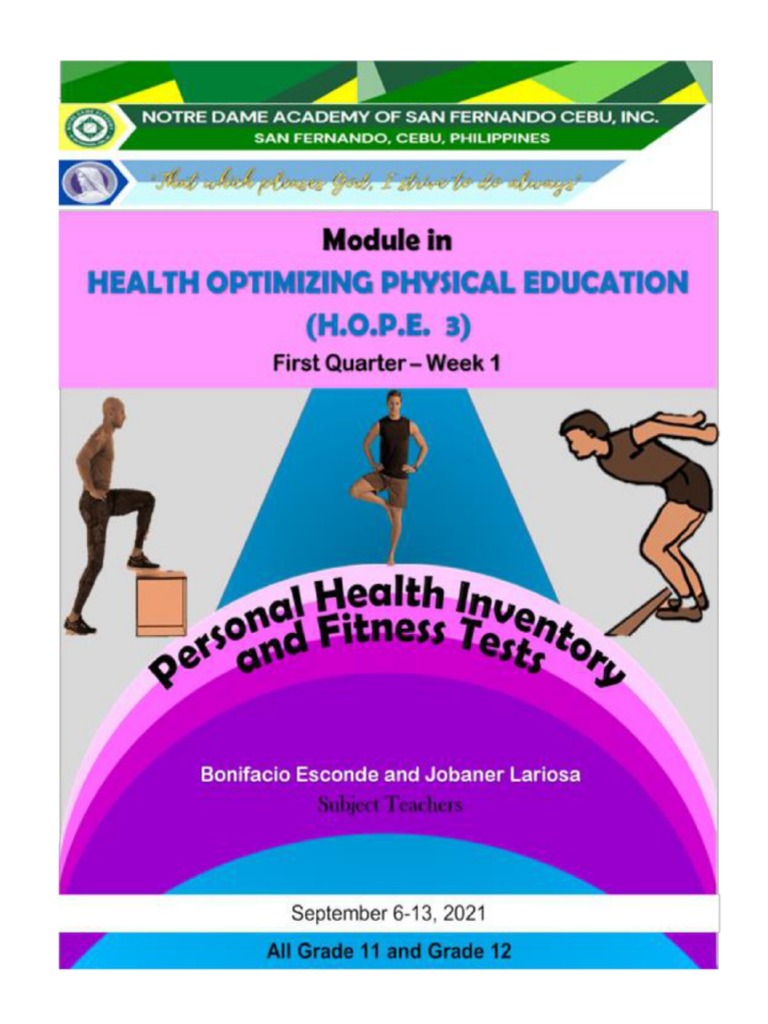 1.-LM-HOPE-3-Personal-Health-Inventory | PDF | Physical Fitness | Waist