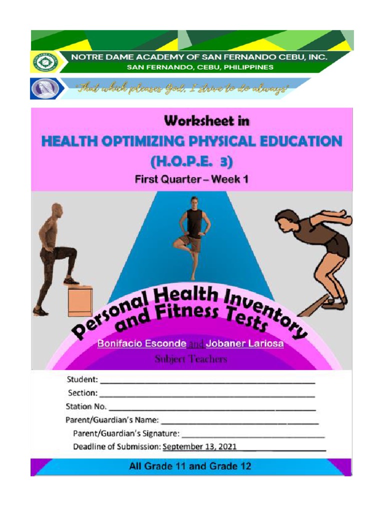 WS HOPE 3 Personal Health Inventory | PDF | Physical Fitness ...