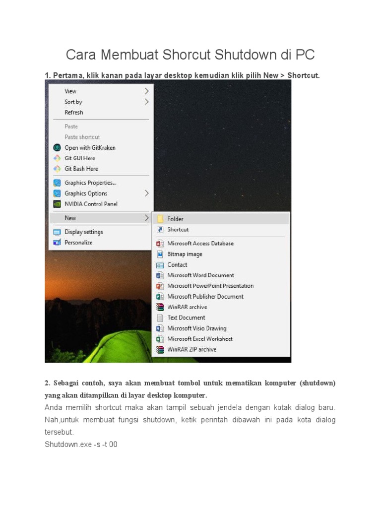 Cara Membuat Shorcut Shutdown Di PC | PDF