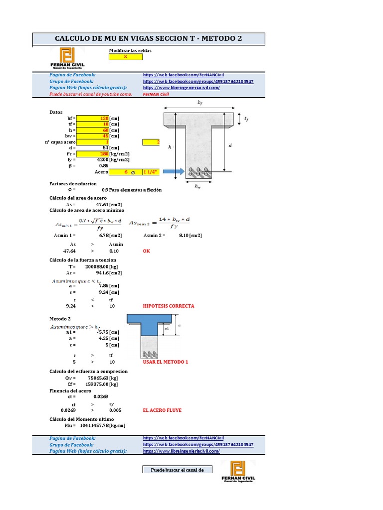 Calculo de Vigas T Metodo 2 | PDF | Materiales | Ingeniería de Edificación