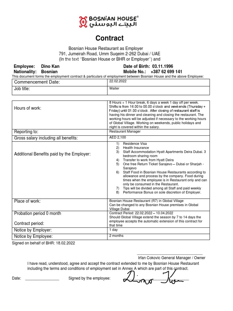 Contract: Commencement Date | PDF | Employment | Salary