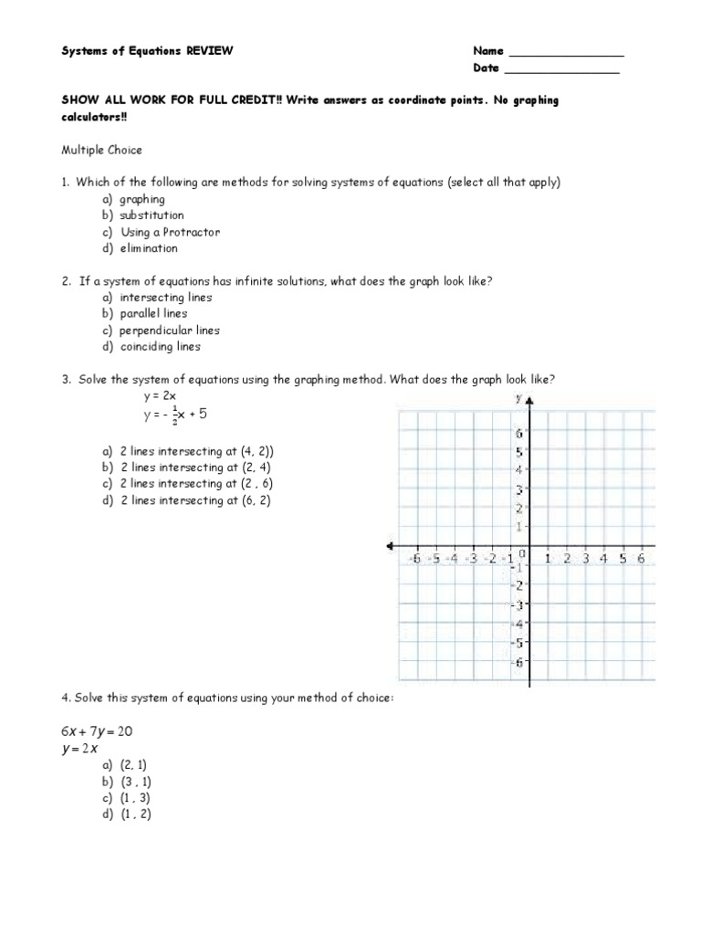 Systems of Equations Assessment REVIEW | PDF | Equations | Hamburgers