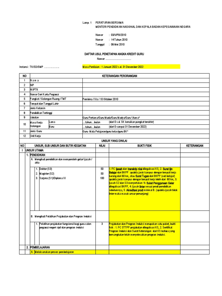 Form DUPAK TIM PAK 2022 | PDF
