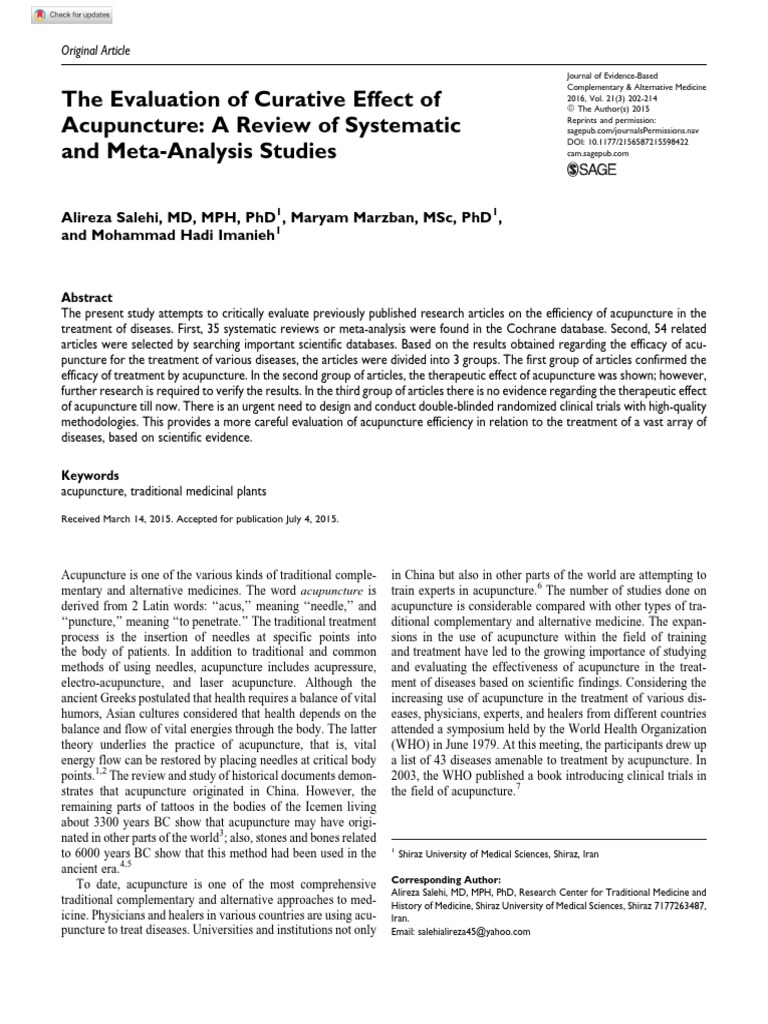 Acupuncture | PDF | Acupuncture | Systematic Review