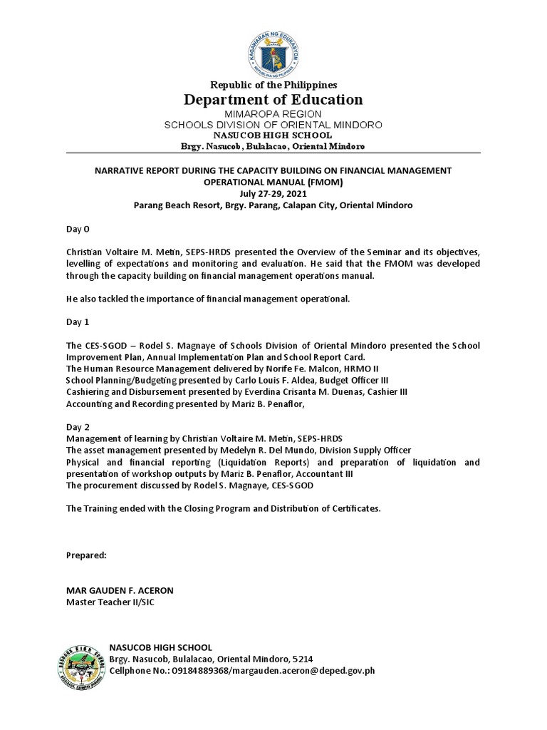 Narrative Report | PDF