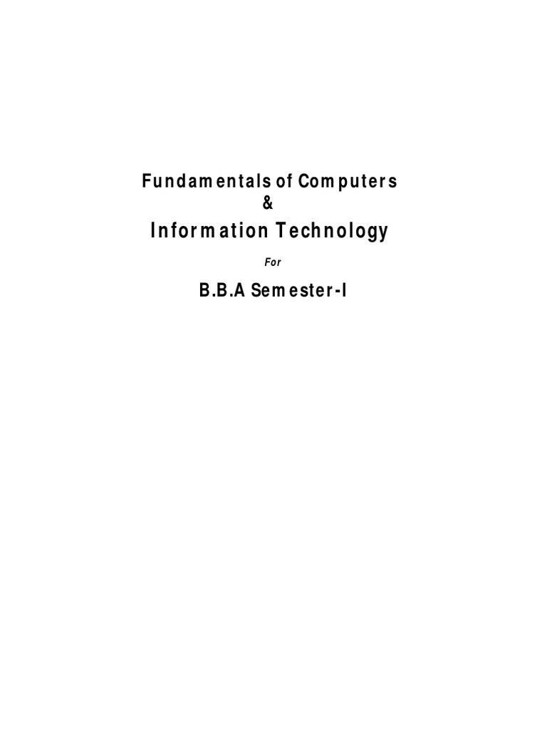 BBA-104 Unit-1 Fundamentals-of-Computers Notes | PDF | Computer Data ...