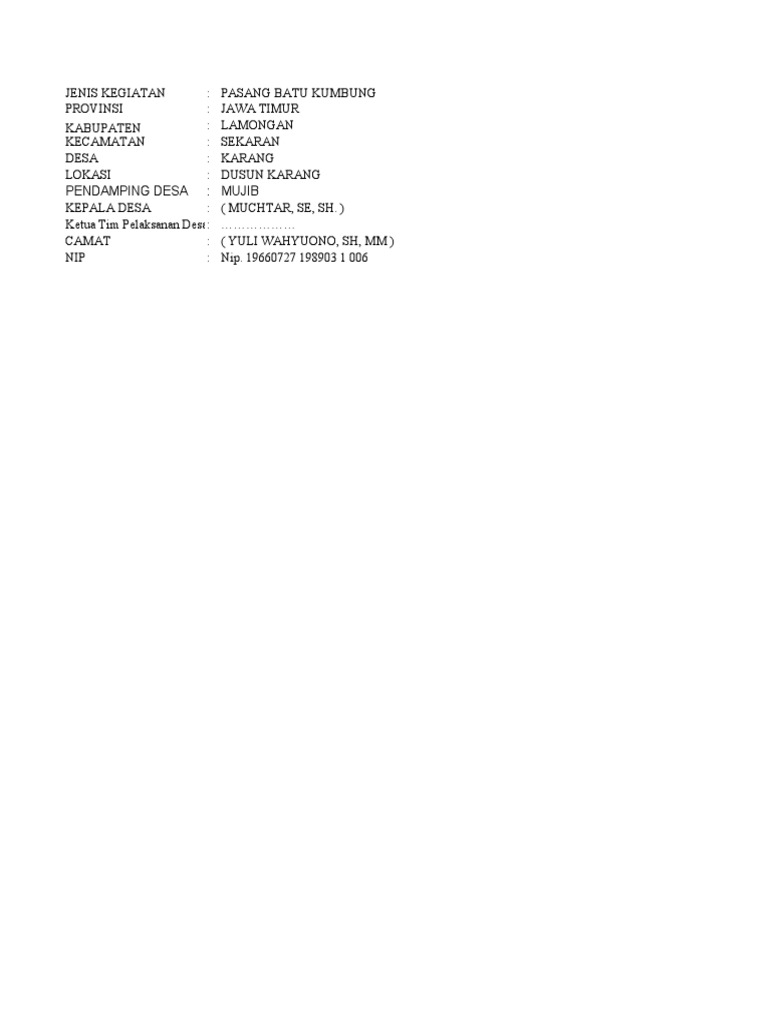 TPT Kumbung Dsn. Karang New | PDF