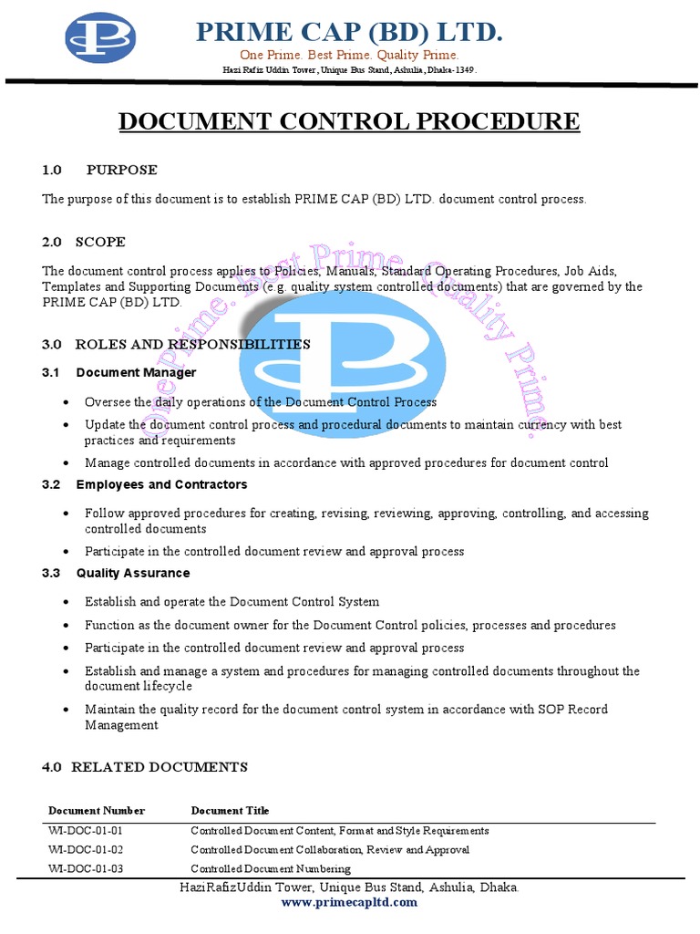 Document Control Procedure | PDF | Life Cycle Assessment | Document