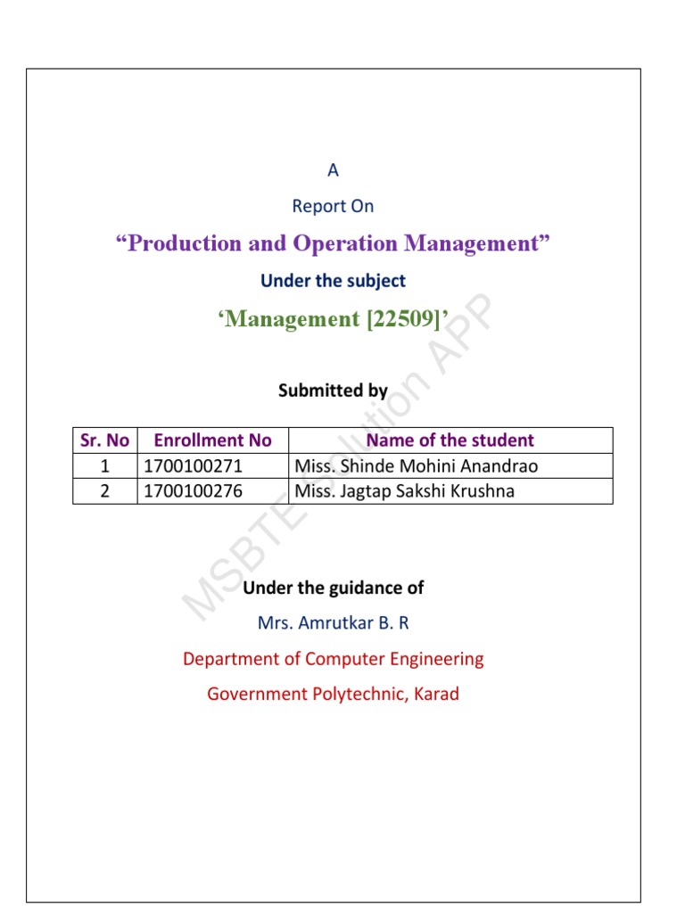 Management Microproject 2 Pdf Operations Management Oil