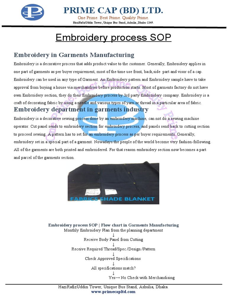 Embroidery SOP | PDF | Embroidery | Sewing