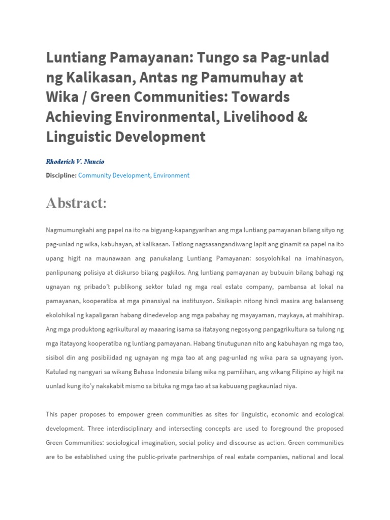 Luntiang Pamayanan Vilma | PDF