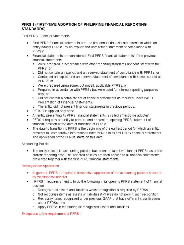 PFRS Reviewer | PDF | Fair Value | Equity (Finance)