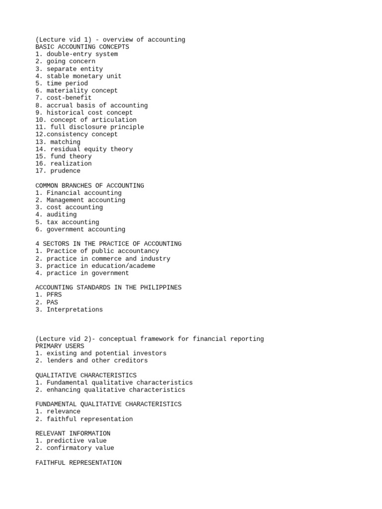 CFAS Summary Overview, Conceptual Framework, All Pas | PDF | Accounting | Balance Sheet